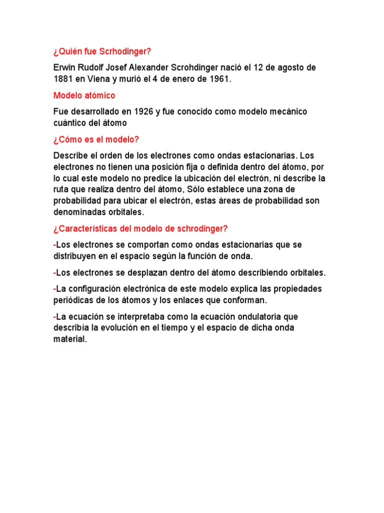 Erwin Schrödinger y el desarrollo de su modelo mecánico cuántico del ...