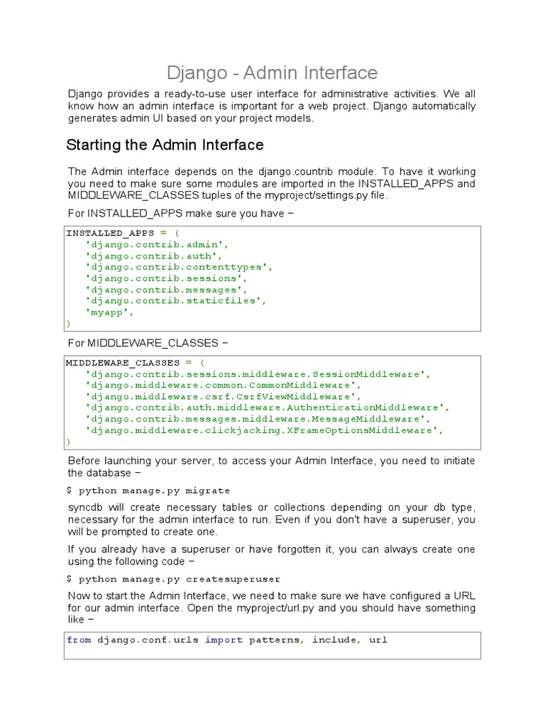 Django - Admin Interface | PDF | World Wide Web | Internet & Web