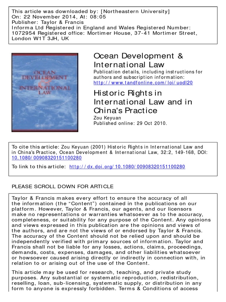 Ocean Development & International Law: To Cite This Article: Zou Keyuan ...