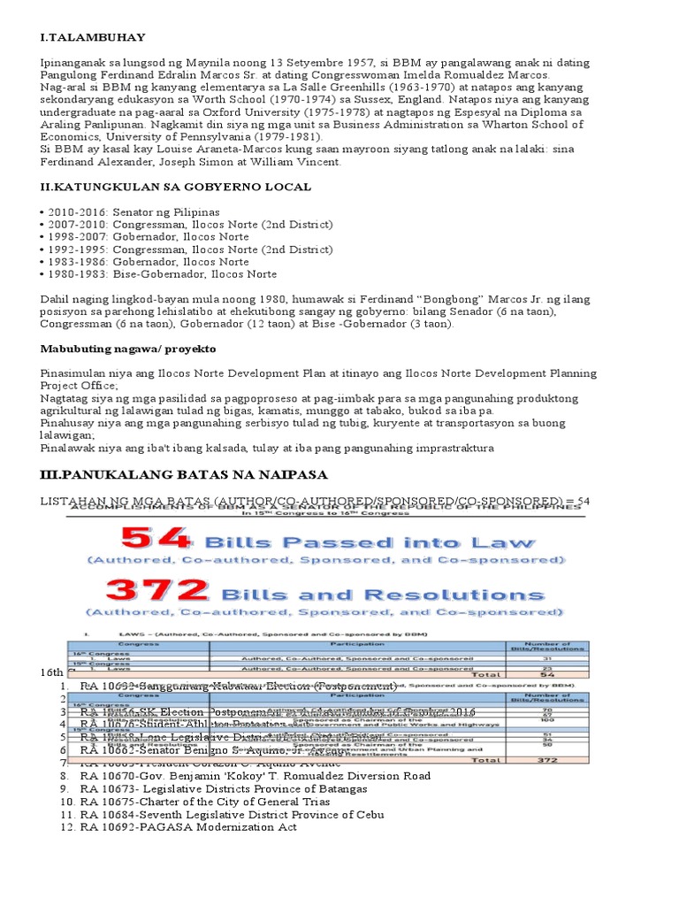 Talambuhay BBM | PDF