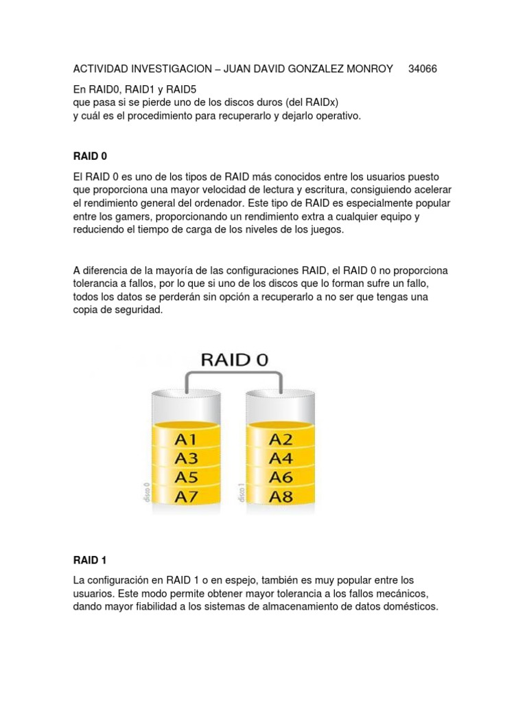 Sistemas Operativos RAID | PDF | Informática | Arquitectura de Computadores