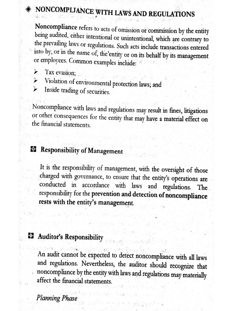 Noncompliance With Laws and Regulations | PDF