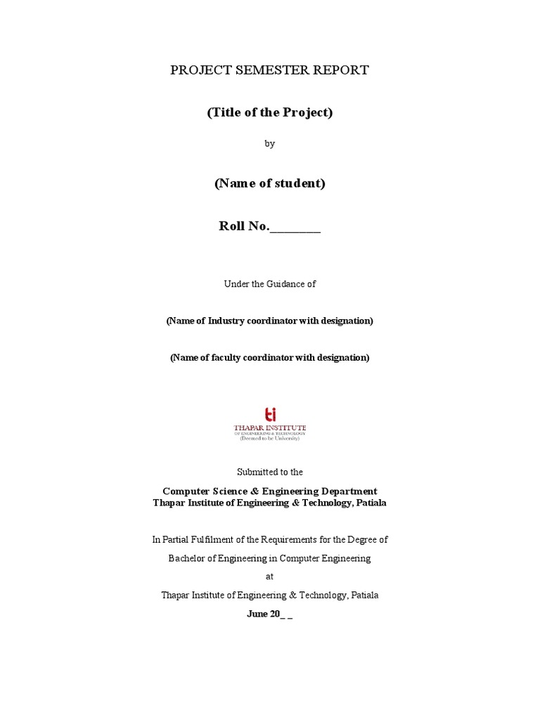 Project Semester Report Format | PDF | Engineering | Computing