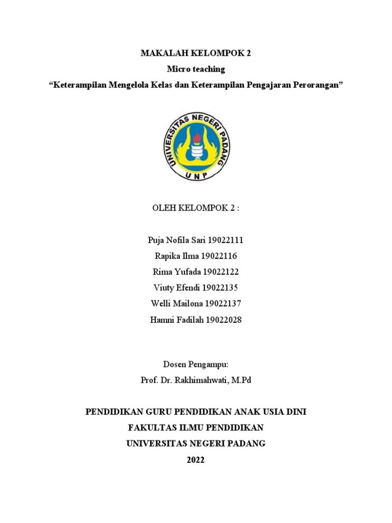 Makalah 3 Kelompok 2 Micro Teaching | PDF