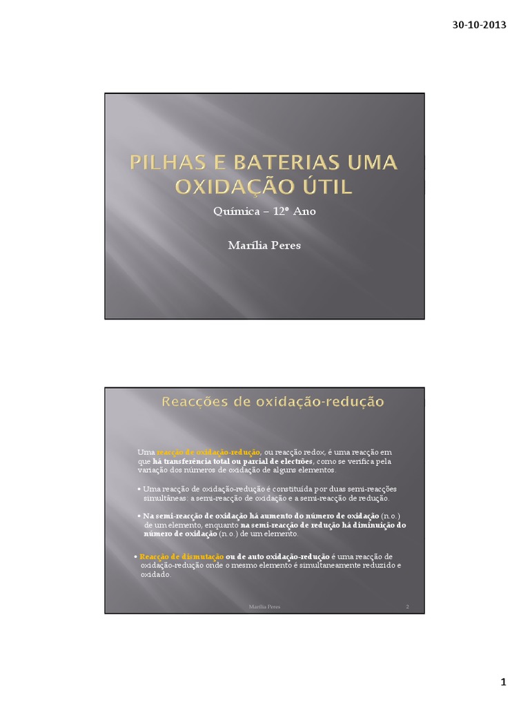 Pilhas e Baterias | PDF | Eletrodo | Eletroquímica