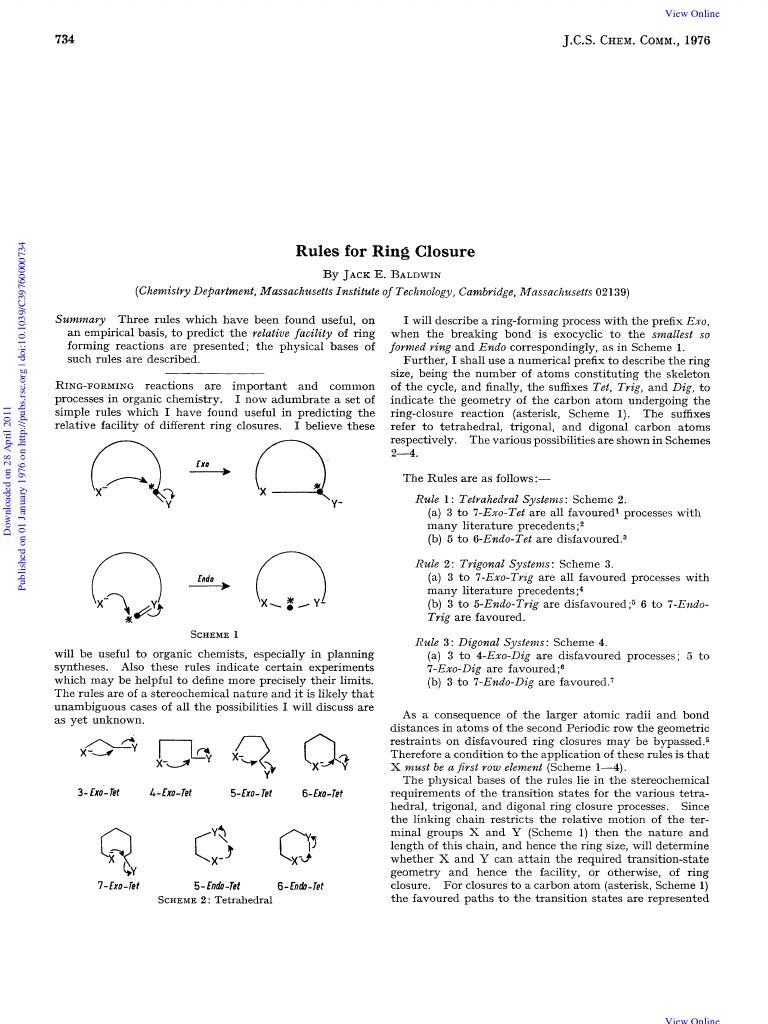 Rules For Ring Closure | PDF | Chemical Reactions | Molecules