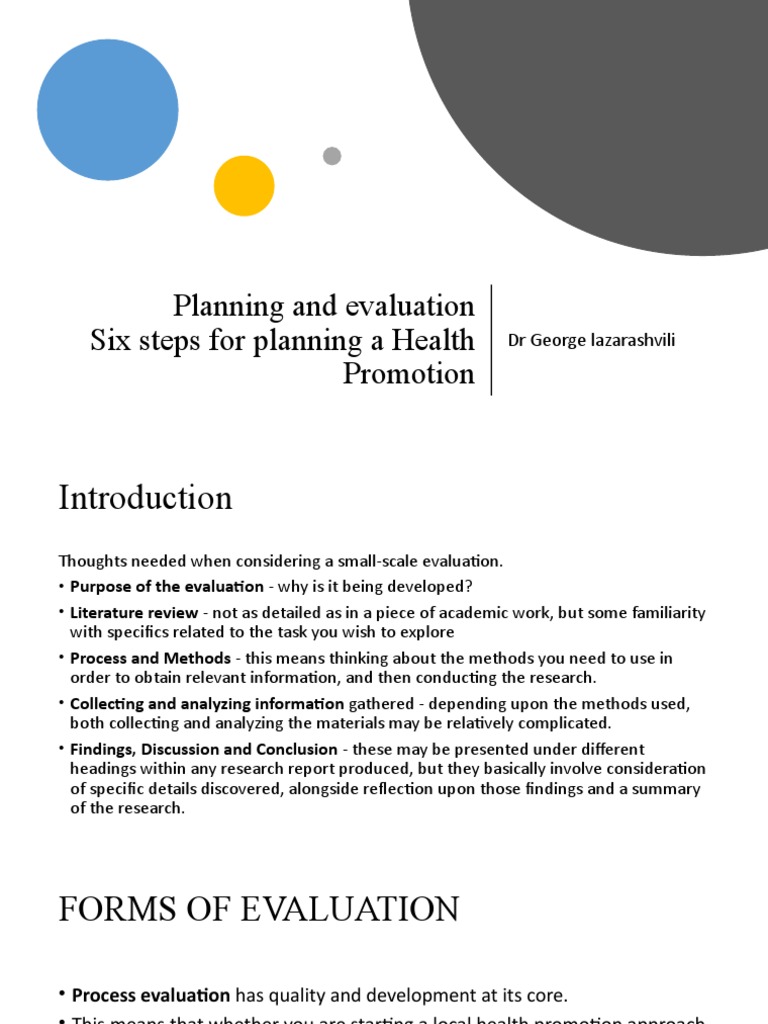 Health Promotion Program Planning Steps | PDF | Evaluation | Goal