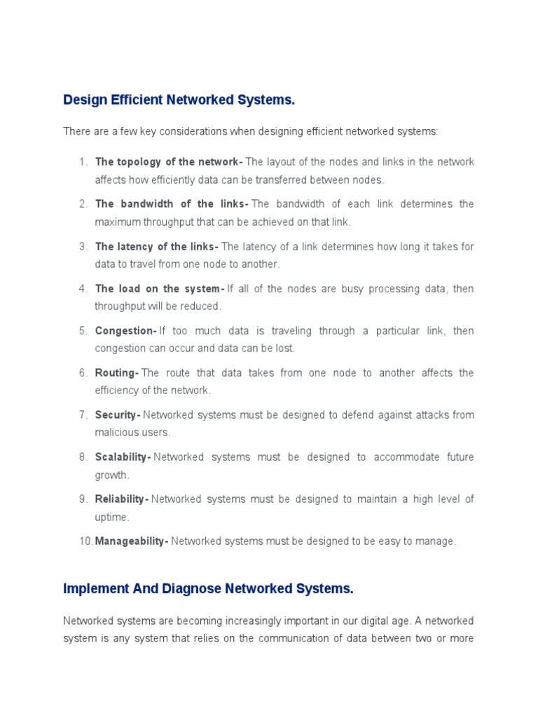 Design Efficient Networked Systems | PDF | Computer Network | Internet Protocols
