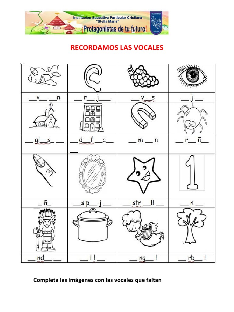 Hoja de trabajo: Mi identidad y vocales | PDF