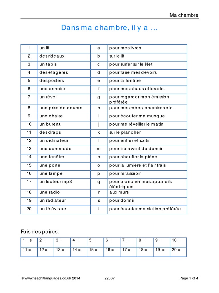 Dans Ma Chambre, Il y A | PDF | Technologies de l'information et de la ...