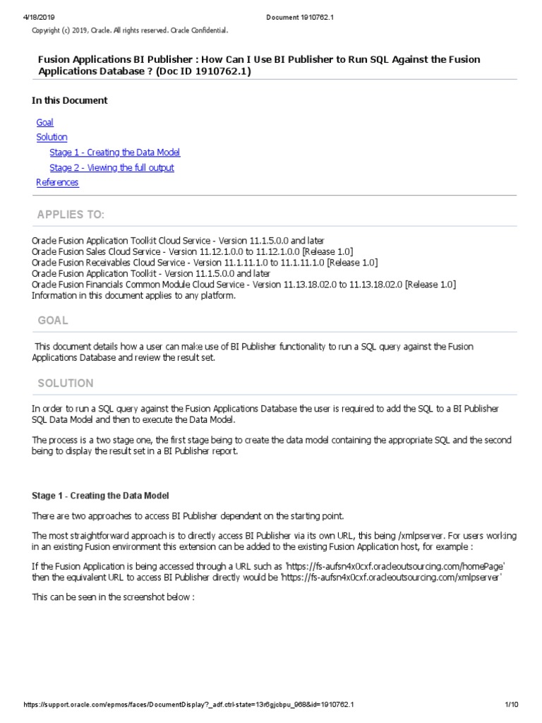 Fusion UseBIPubli To Run SQL | PDF | Sql | Databases