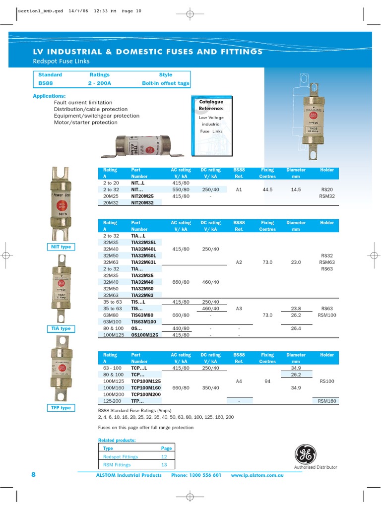 LV Industrial & Domestic Fuses and Fittings: Redspot Fuse Links | Download Free PDF | Fuse ...