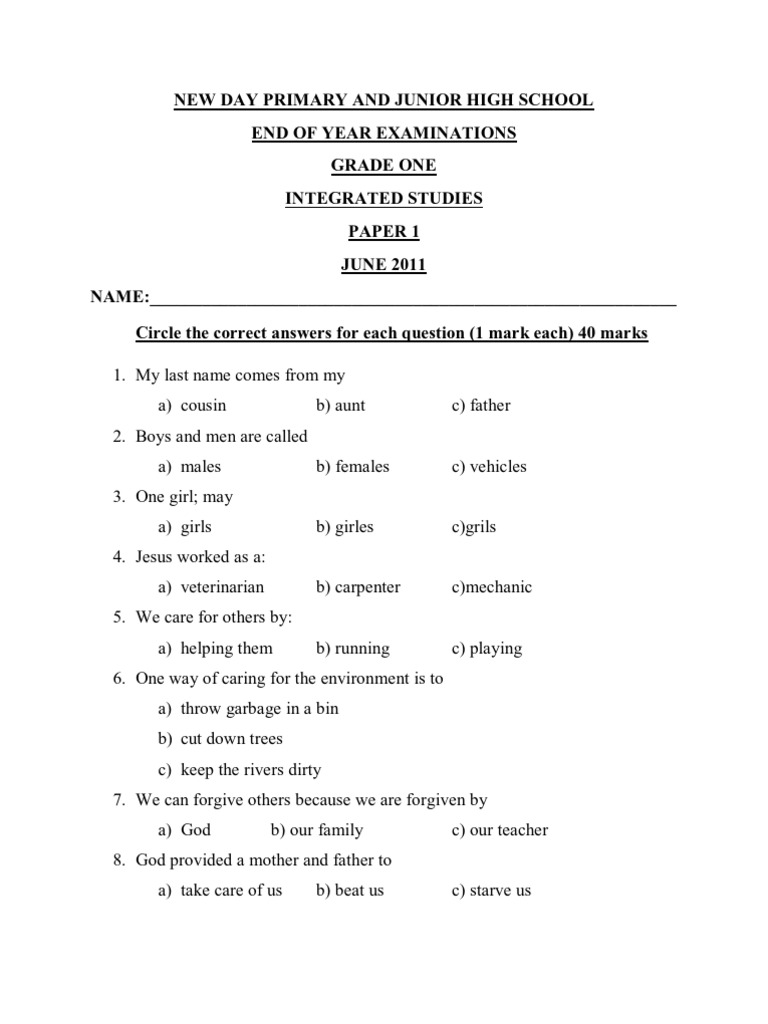 Grade 1 Integrated Studies Resources | PDF | Science & Mathematics ...