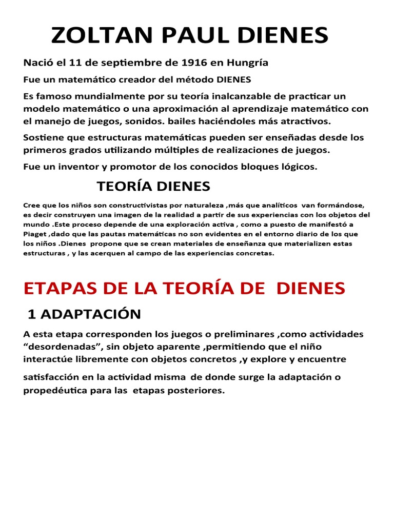 Zoltan Paul Dienes | PDF | Matemáticas | Evaluación neuropsicológica