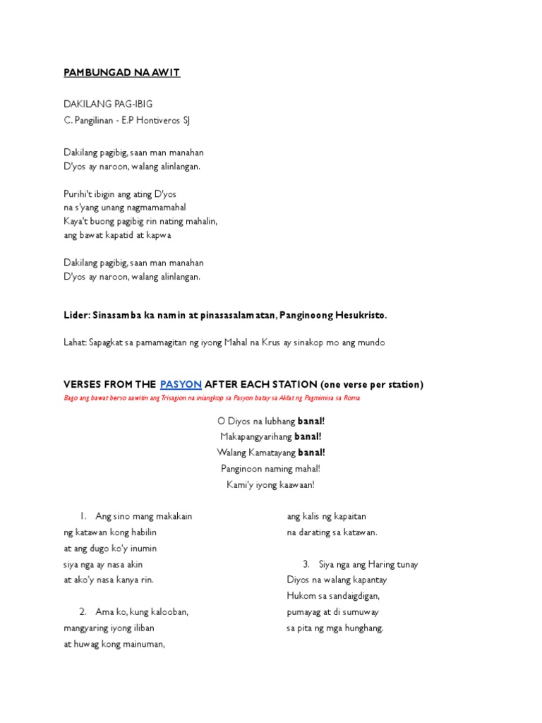 Pasyon Songs For Stations | PDF