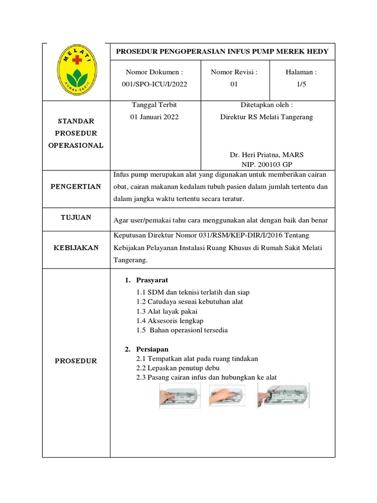 Prosedur Pengoprasian Infus Pump Merek Hedy | PDF