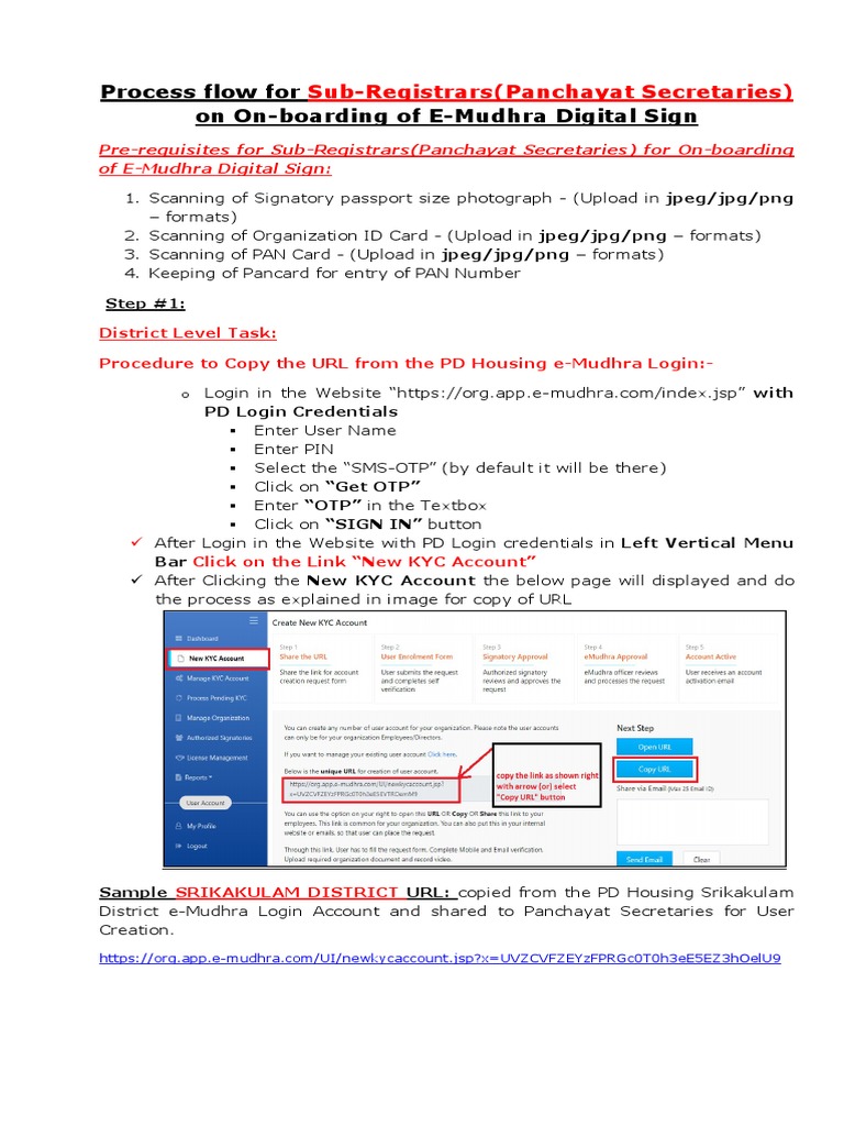 Process Flow For On On-Boarding of E-Mudhra Digital Sign: Sub ...