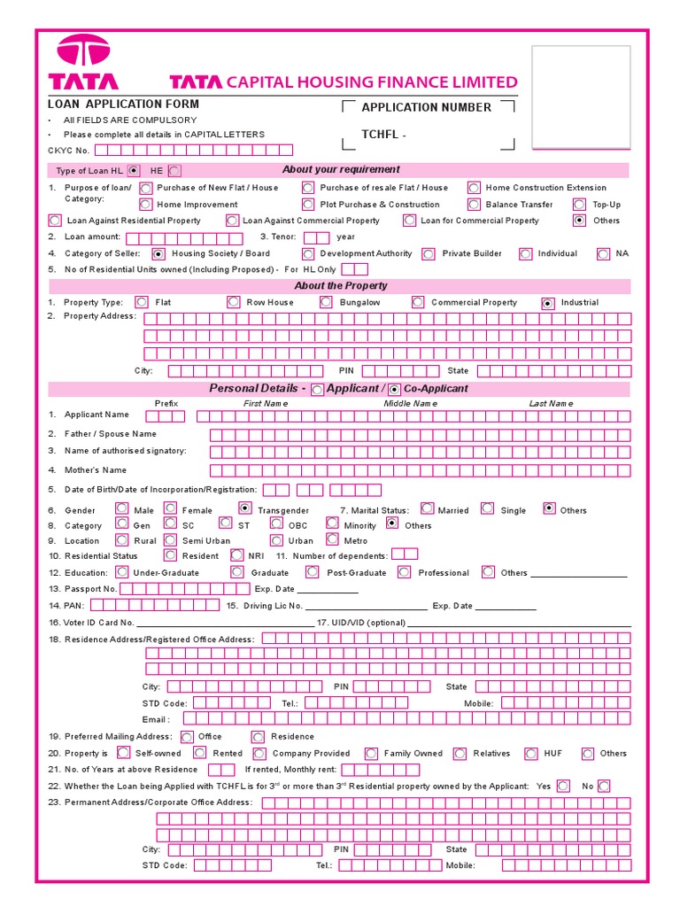 Loan Application Form TCHFL | PDF | Loans | Information