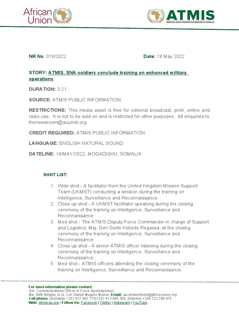 ATMIS, SNA Soldiers Conclude Training On Enhanced Military Operations ...