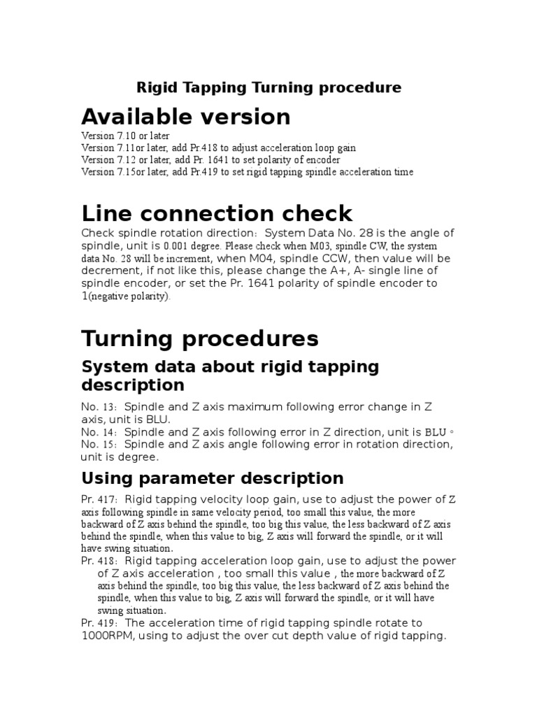 CNC Rigid Tapping Guide | PDF
