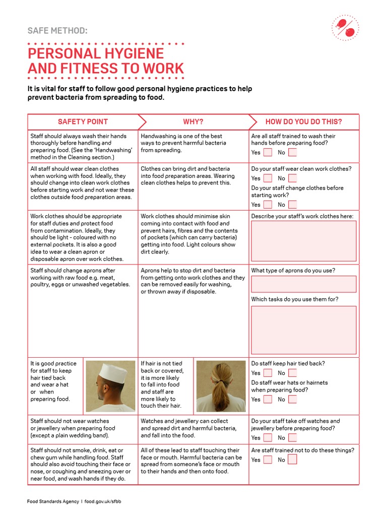 Personal Hygiene Fitness To Work | PDF | Hand Washing | Clothing