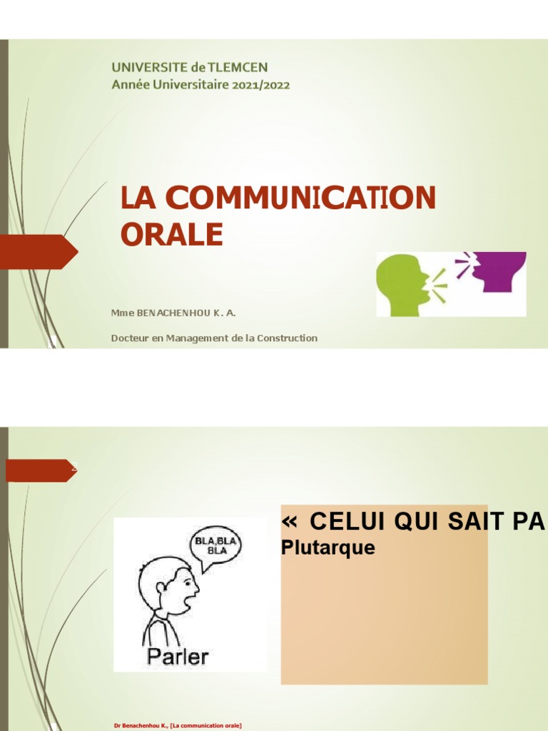 Chap02 - 2022 - La Communication Orale | PDF | la communication | Cognition