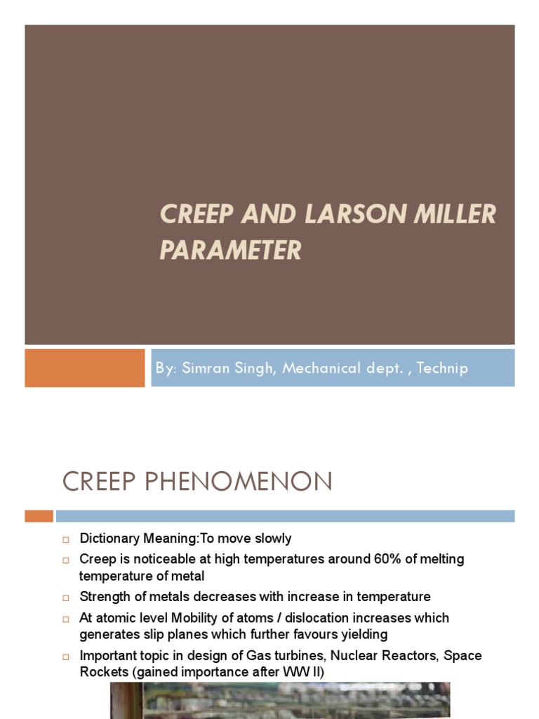 Creep Phenomena and Larson Miller Parameter | PDF | Creep (Deformation ...