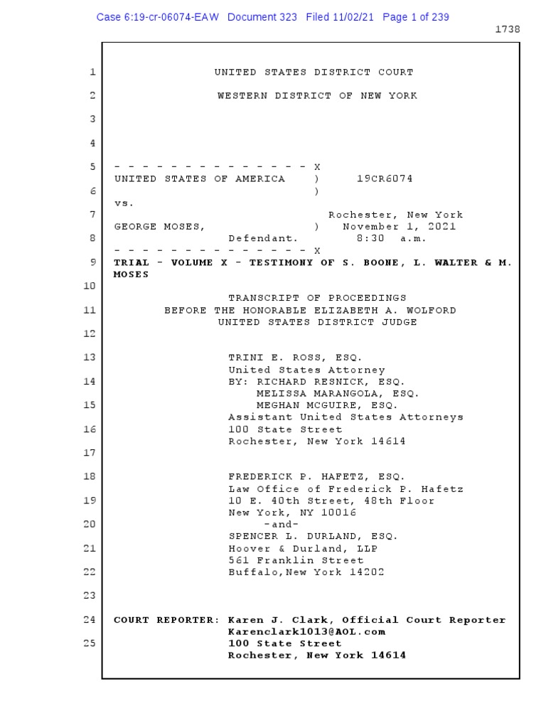 George Moses Case :trial Testimony of Shirley Boone, Lee Walter ...