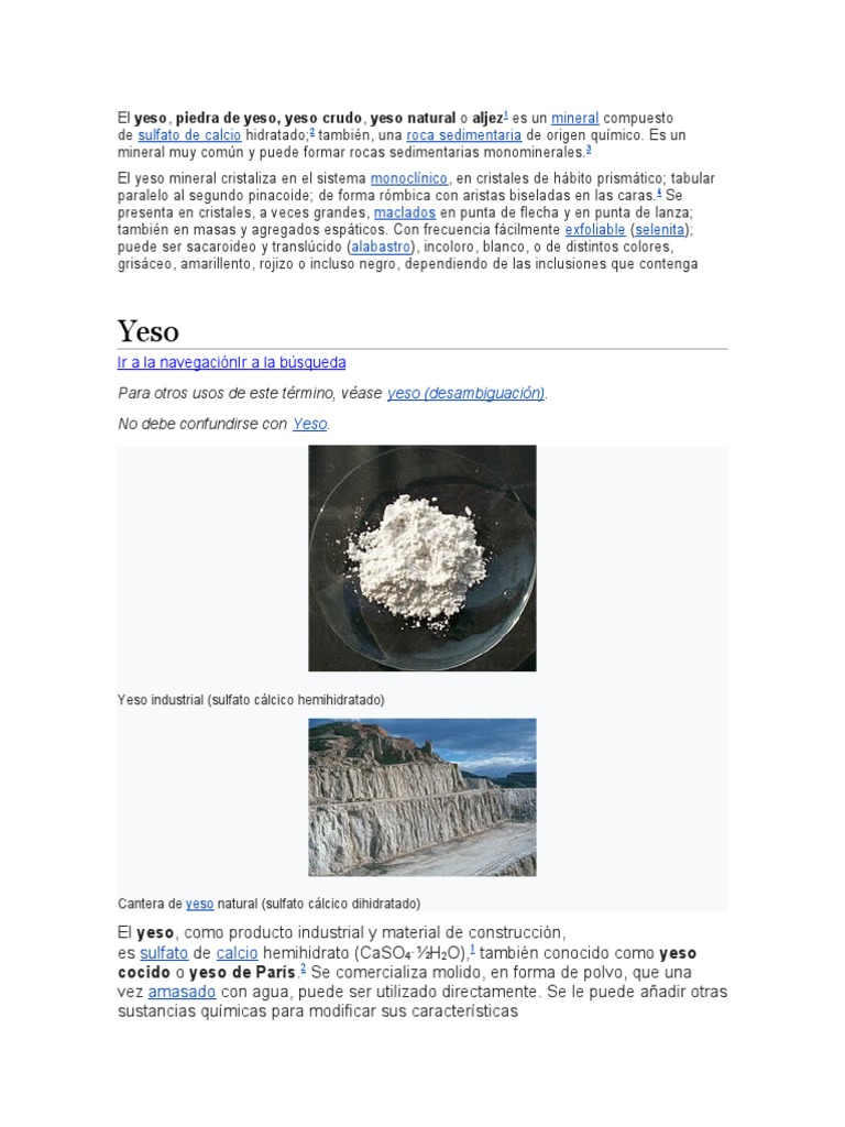 Que Es El Yeso | PDF | Yeso | Materiales