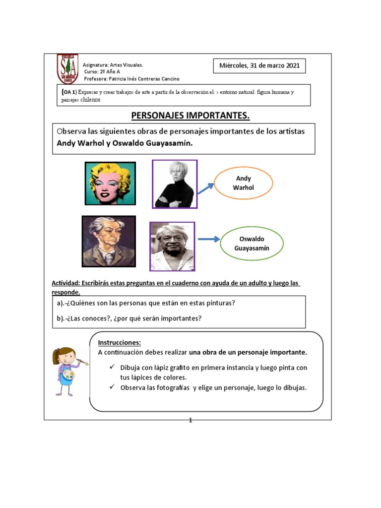 Guía 4. Artes. Miercoles 31 Marzo | PDF | Arte | Libros para adolescentes