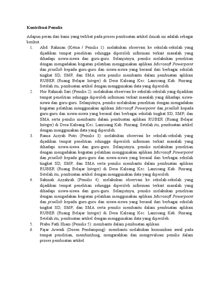 Kontribusi Penulis | PDF