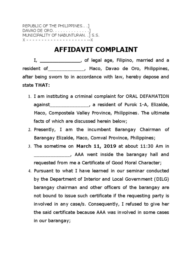 Sample-Oral Defamation | PDF | Public Law | Common Law