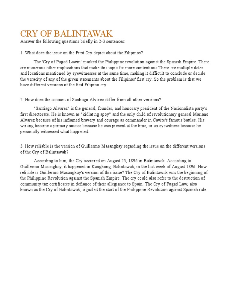 Cry of Balintawak | PDF