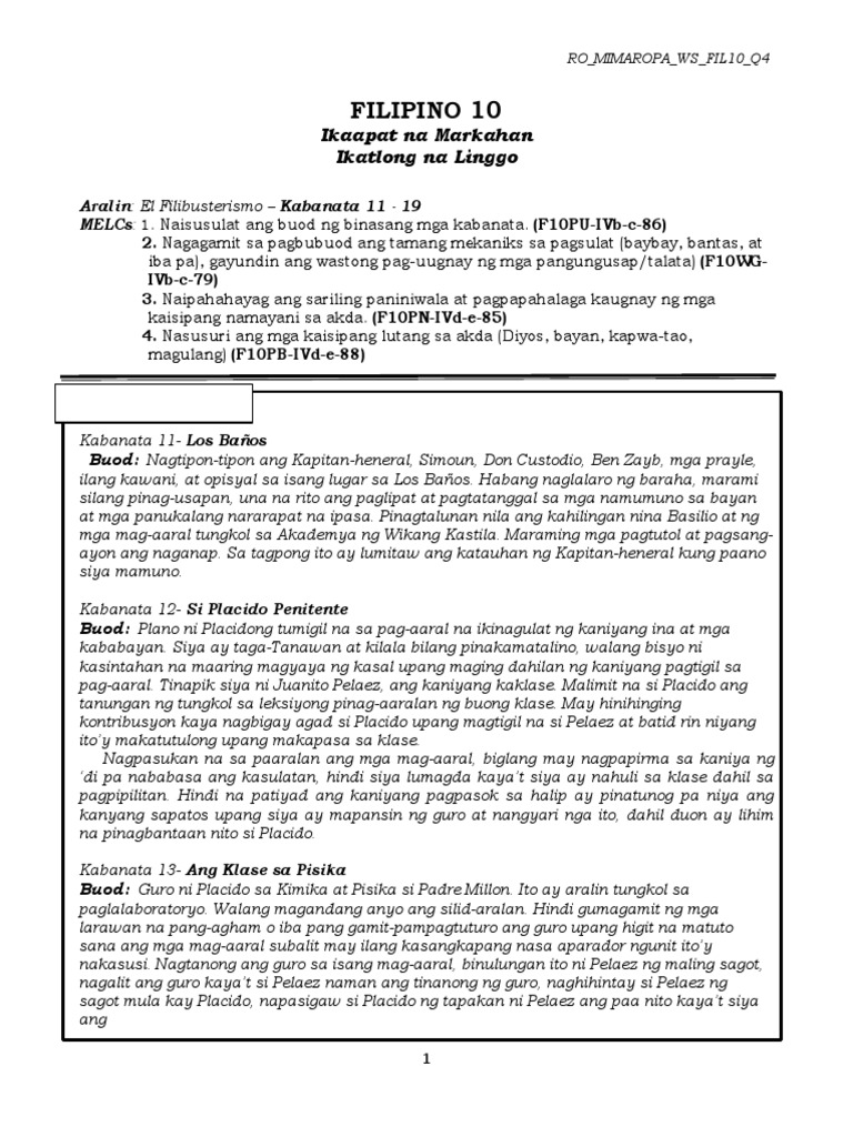 Filipino10 Q4 Week4 | PDF