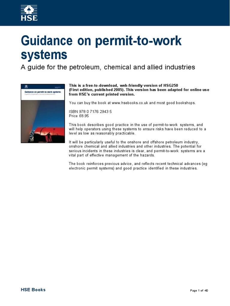 Guidance On Permit-To-Work Systems: A Guide For The Petroleum, Chemical ...
