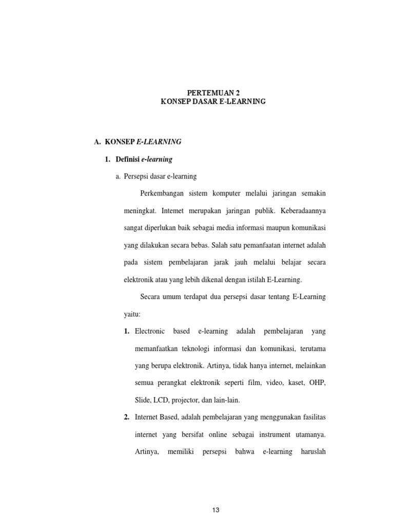 Konsep Dasar E-Learning | PDF