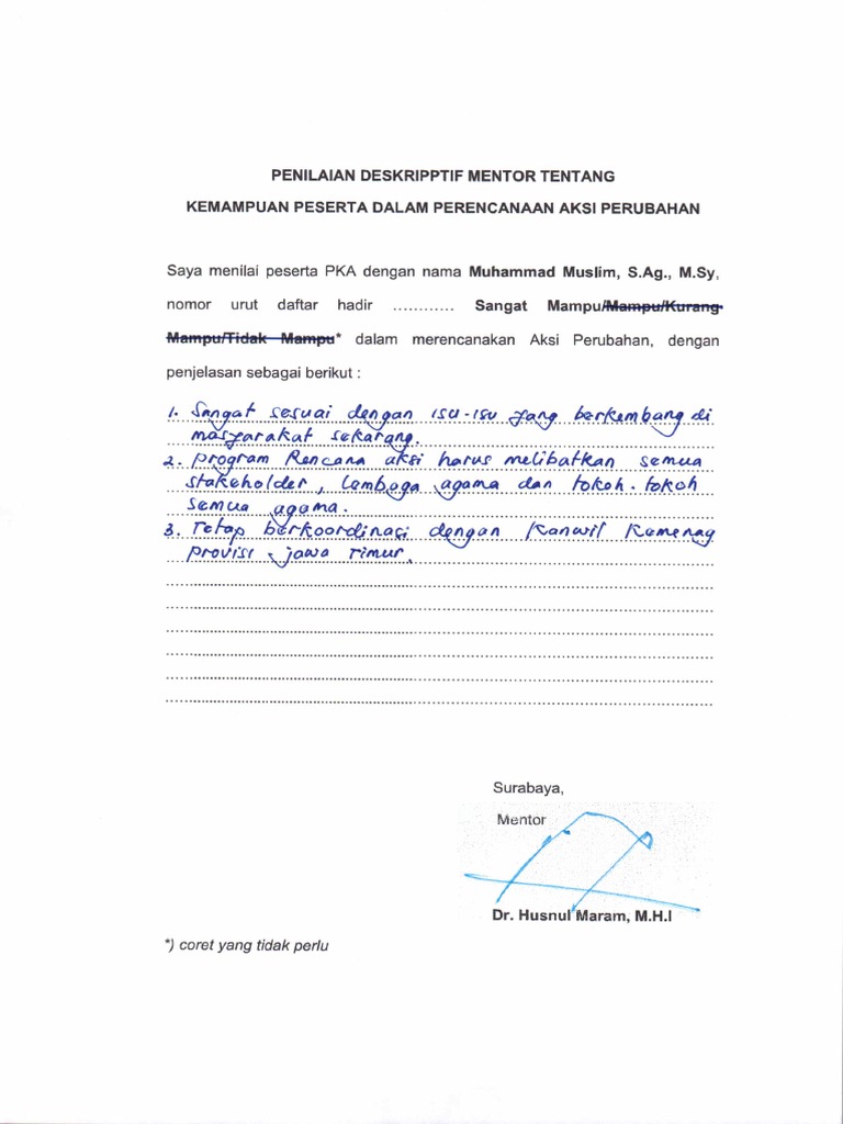 Lembar Penilaian Mentor | PDF