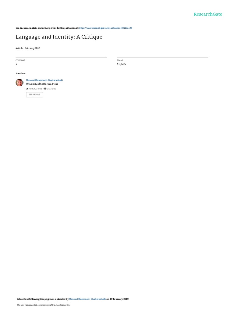 Language and Identity | Download Free PDF | Constructivism (Philosophy ...