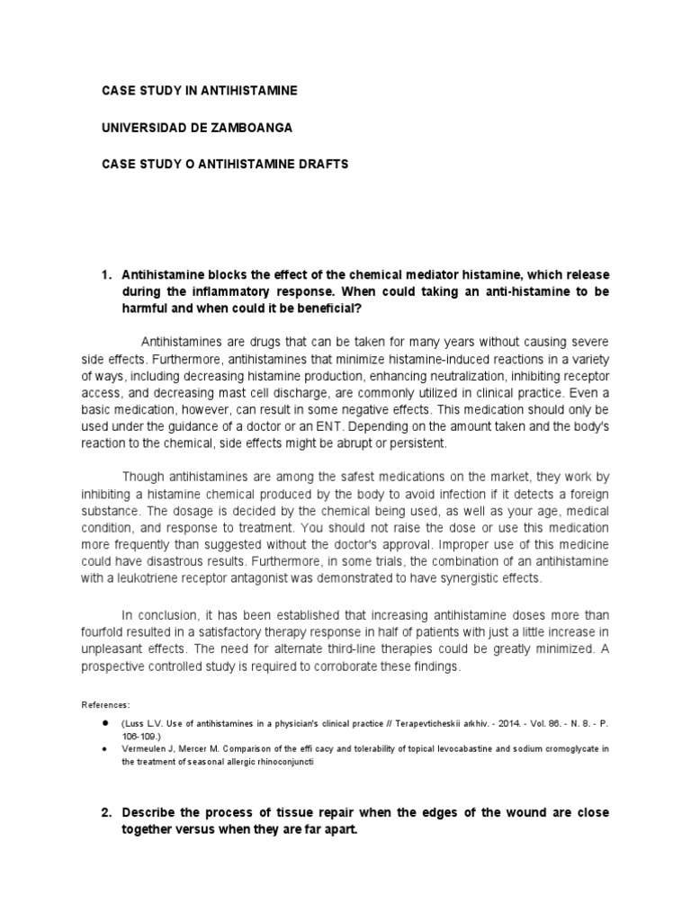 Antihistamine Effects Case Study Drafts | PDF | Clinical Medicine | Medical Specialties