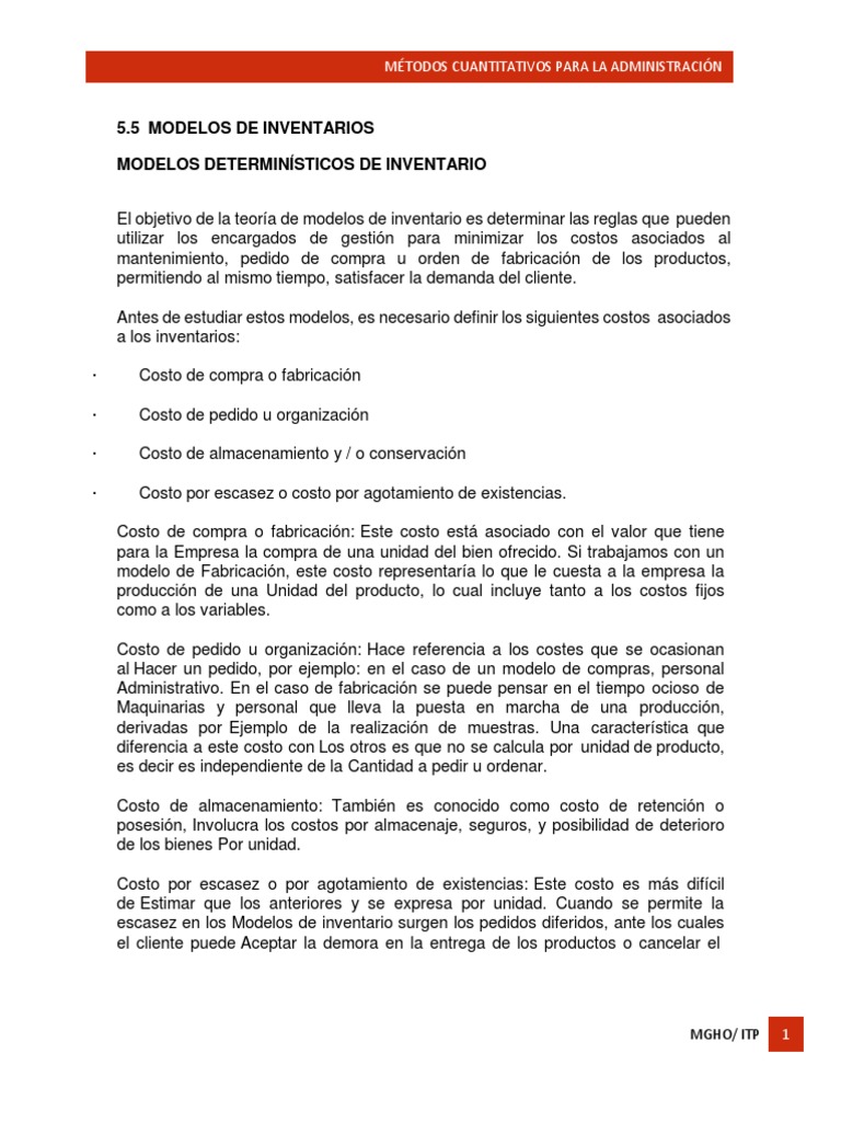 5.5 Modelos de Inventarios | PDF | Inventario | Business