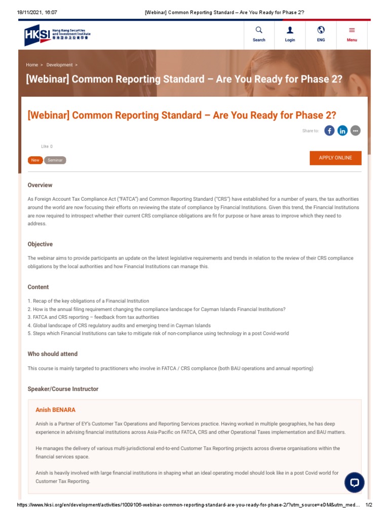 (Webinar) Common Reporting Standard - Are You Ready For Phase 2 | PDF ...