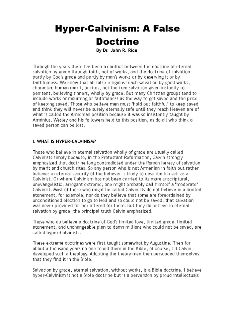 Hyper-Calvinism A False Doctrine | PDF | Grace In Christianity ...