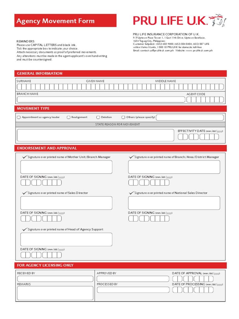 Agency Movement Form: General Information | PDF
