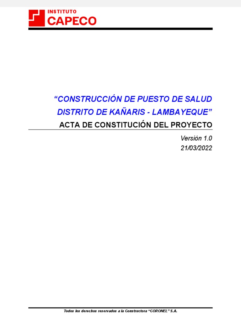 CDC UP Project Charter Template - En.es | PDF | Presupuesto | Economias