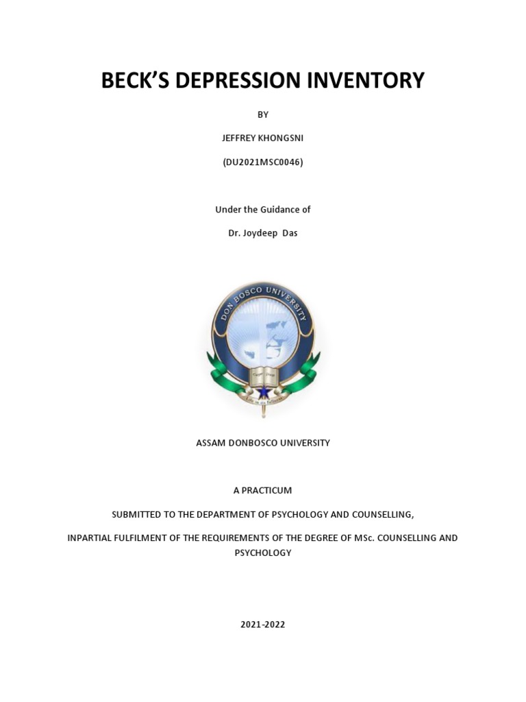 Beck'S Depression Inventory | PDF | Depression (Mood) | Major ...