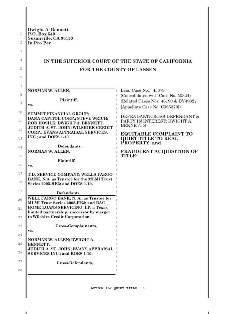 Quiet Title Action | PDF