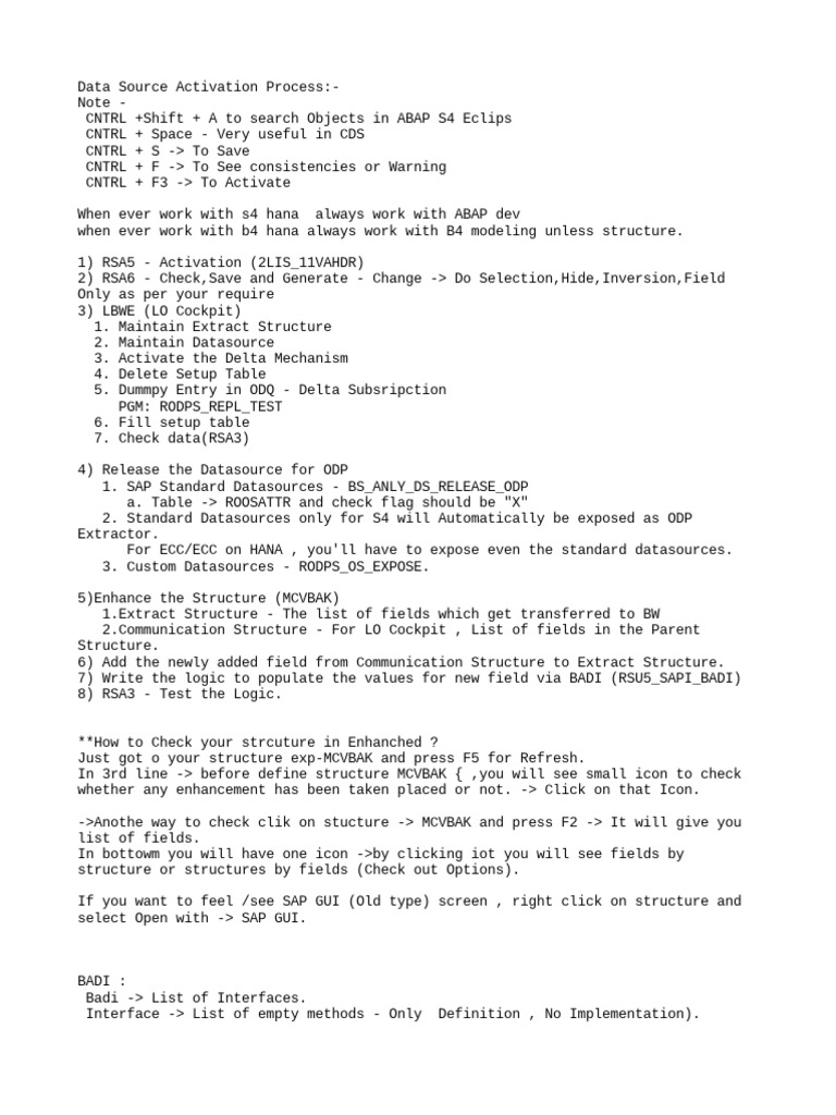 BADI Data Source Activation and Enhancement Process | PDF | Graphical ...