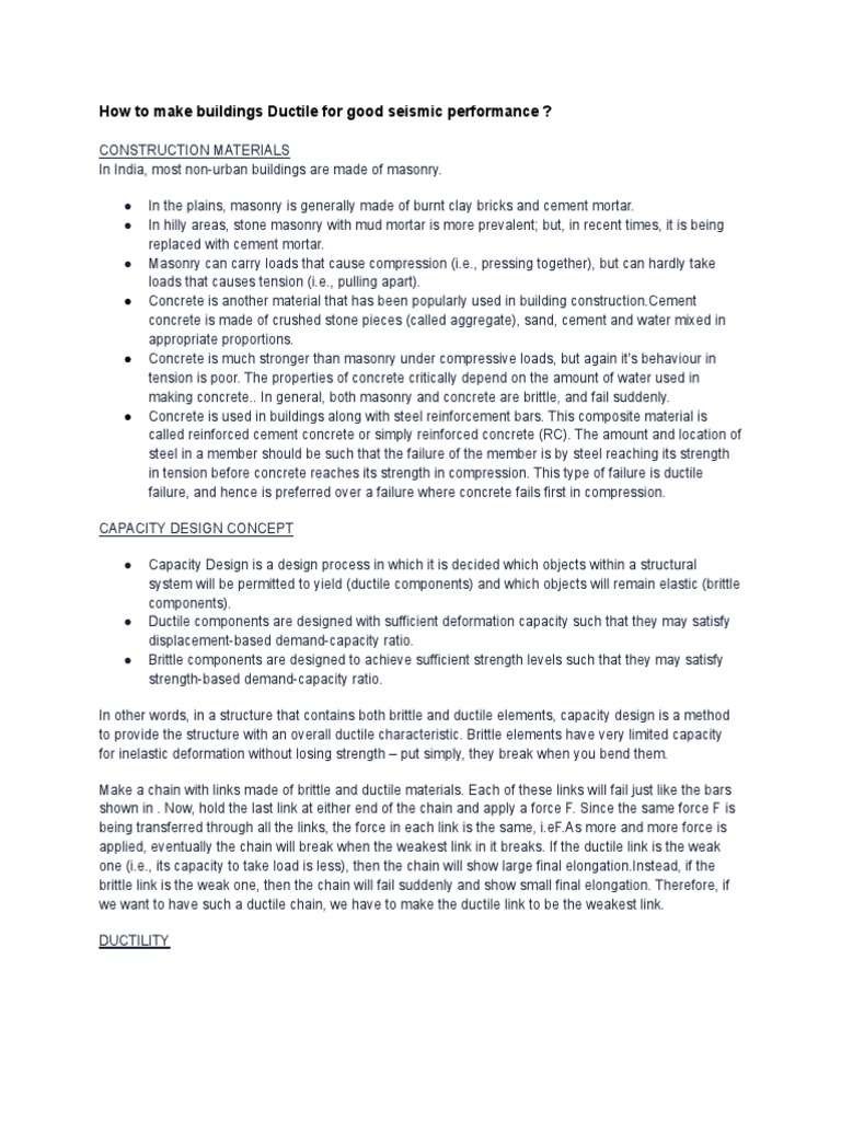 Ductile Building Design | PDF | Concrete | Ductility
