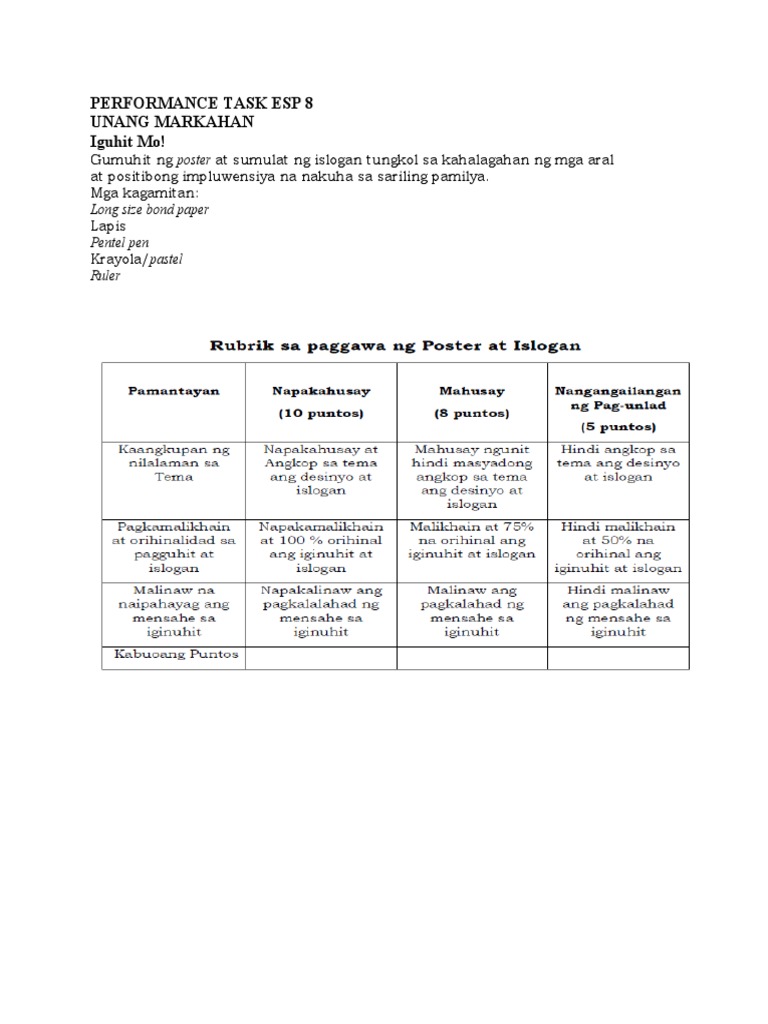 Performance Task Esp 8 | PDF