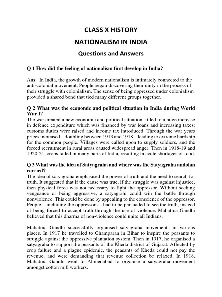 Nationalism in India Worksheet & Solutions | PDF | Mahatma Gandhi | Dalit